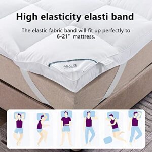 ANALIN Mattress Topper Twin XL Pillowtop Bed Topper Cooling Mattress Pad with Anchor Bands- Extra Thick 2inch