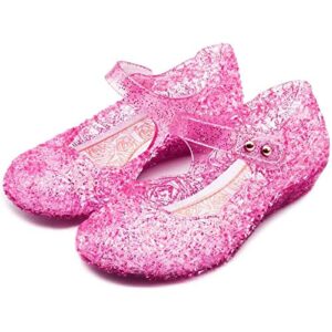 mercatoo princess costumes jelly flat shoes, cosplay birthday party dress up sandals for little girls, toddler or kids (pink, 11 little kid)