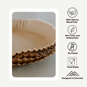 BakeBarn Parchment Paper for Pie Weights and Pans, Plastic Free Packaging, Pre Formed fit 8,9,10 Inch Dish, Natural Unbleached Food Grade Non-Stick Liners, High Heat Safe, Designed in USA, 50 Sheets