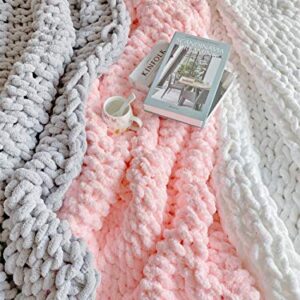 Twomissone Luxury Chunky Knit Chenille Bed Blanket 50x60 Large Knitted Throw Blanket Warm Soft Cozy Blankets for Cuddling up in Bed, on The Couch or Sofa (50"x60")