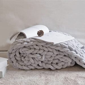 Twomissone Luxury Chunky Knit Chenille Bed Blanket 50x60 Large Knitted Throw Blanket Warm Soft Cozy Blankets for Cuddling up in Bed, on The Couch or Sofa (50"x60")