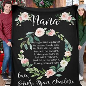 Nana Flower Grandkids Gifts Blanket,Customized Gifts for Nana, Throw Blanket Nana Birthday Gifts , Nana Blanket Throw, Nana Gifts from Grandkids, Christmas Nana Gifts for Grandma. (A0 - Nana), Full