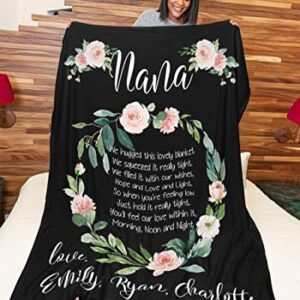 Nana Flower Grandkids Gifts Blanket,Customized Gifts for Nana, Throw Blanket Nana Birthday Gifts , Nana Blanket Throw, Nana Gifts from Grandkids, Christmas Nana Gifts for Grandma. (A0 - Nana), Full