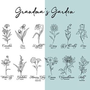 GRANDMA'S GARDEN, Personalized Walnut Cutting Board with Birth Flower Design - Mothers Day Gifts for Grandma, Custom Engraved Gifts for Mom, Grandma - Grandma Gifts Ideas - 4 Names