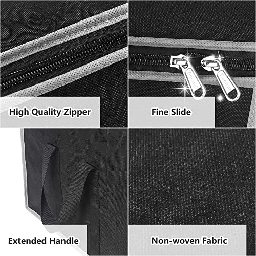 Blanket Storage Bins Clothes Organizer Storage Containers with Lids for Laundry Bedroom Room Organization Bedding Foldable with Sturdy Zipper, Clear Window, 3 Pack, 90L