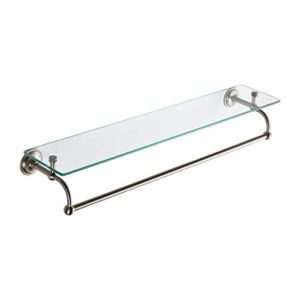 ginger 2619t-24/sn london terrace, satin nickel, 24" glass shelf w/towel bar