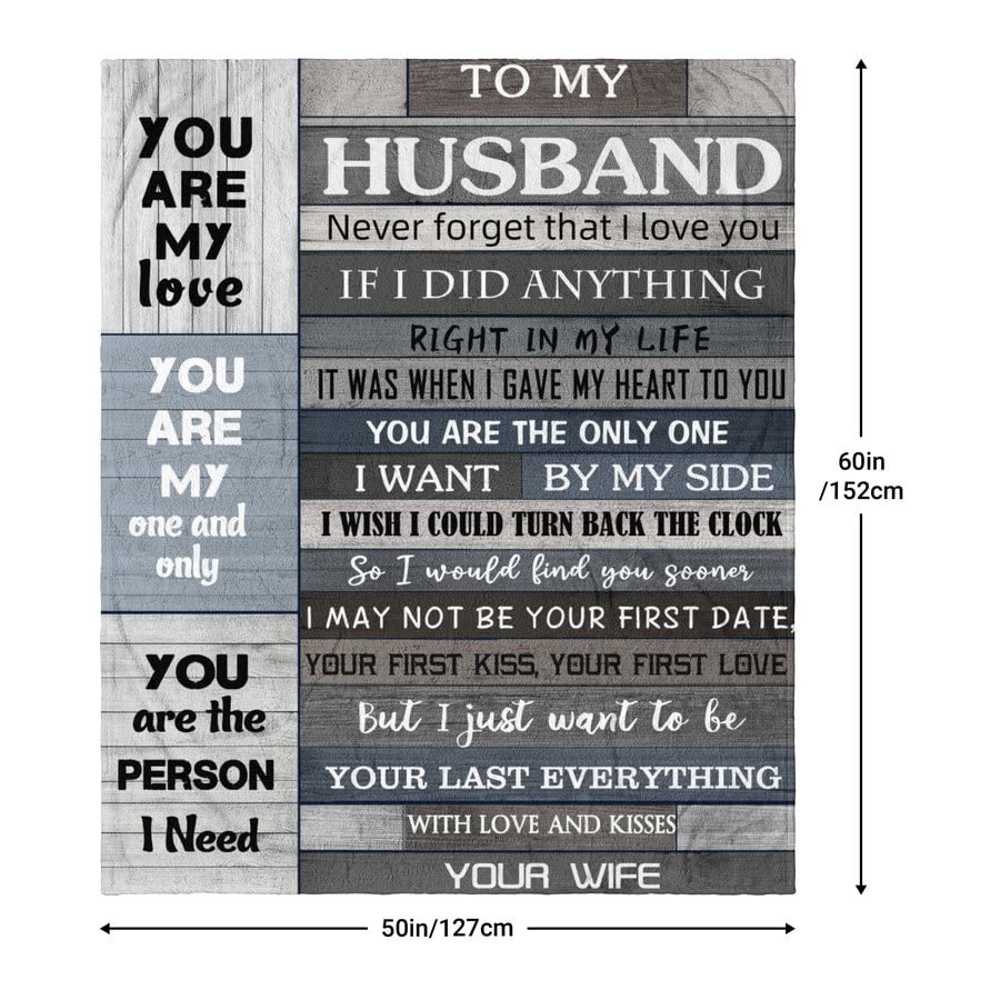 POQUSH Gift for Him/Husband/Men,Husband Birthday Gift, Fathers Day Anniversary Valentines Gifts for Husband, Husband Gifts from Wife, Romantic Presents I Love You Gifts Blanket 60''x50''