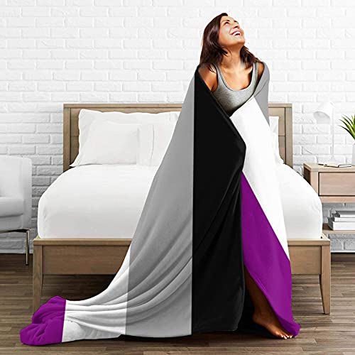 Asexual Pride Flag Flannel Fleece Throw Blankets for Bed Sofa Living Room Soft Blanket Warm Cozy Fluffy Throw Plush Blanket