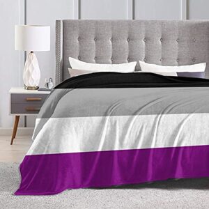 Asexual Pride Flag Flannel Fleece Throw Blankets for Bed Sofa Living Room Soft Blanket Warm Cozy Fluffy Throw Plush Blanket