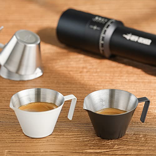 MHW-3BOMBER Espresso Measuring Cup with Handle 2 Pack Double Shot Espresso Cups 2oz Stainless Steel Espresso Pouring Cup for Barista Coffee Espresso Accessories (Matte Black) G5141B*2