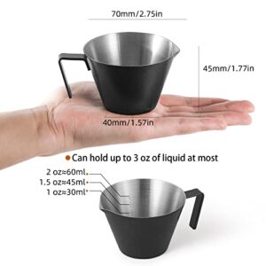 MHW-3BOMBER Espresso Measuring Cup with Handle 2 Pack Double Shot Espresso Cups 2oz Stainless Steel Espresso Pouring Cup for Barista Coffee Espresso Accessories (Matte Black) G5141B*2