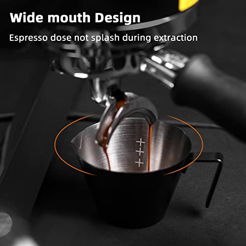 MHW-3BOMBER Espresso Measuring Cup with Handle 2 Pack Double Shot Espresso Cups 2oz Stainless Steel Espresso Pouring Cup for Barista Coffee Espresso Accessories (Matte Black) G5141B*2