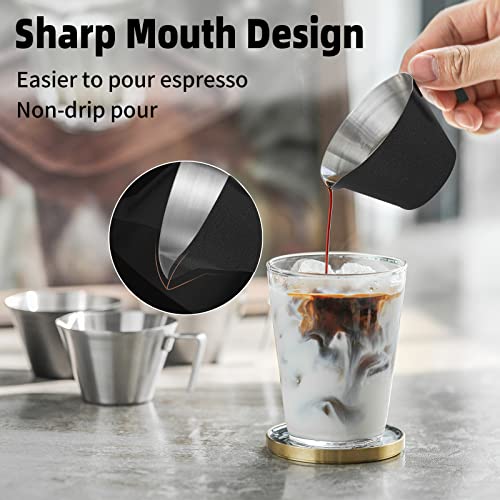 MHW-3BOMBER Espresso Measuring Cup with Handle 2 Pack Double Shot Espresso Cups 2oz Stainless Steel Espresso Pouring Cup for Barista Coffee Espresso Accessories (Matte Black) G5141B*2