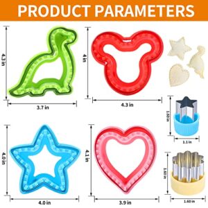 Sandwich Cutter and Sealer Set,14 Pcs Uncrustables Maker Bread Cutters DIY Cookie Cutters Fruit Vegetable Cutter Shapes for Kids Boys & Girls Bento Lunch Box with 16 pcs Animal Food Picks