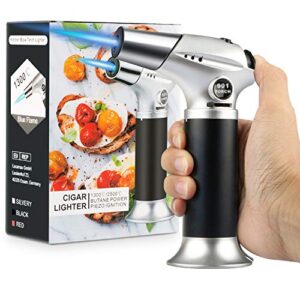 blow torch, professional kitchen cooking torch with lock adjustable flame refillable mini blow torch lighter for bbq, baking, brulee creme, crafts and soldering(butane gas not included)