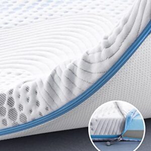 BedStory 4 Inch Mattress Topper Full Size, Gel & Bamboo Charcoal Infused Memory Foam Bed Toppers with Removable Cover, High Density Memory Foam