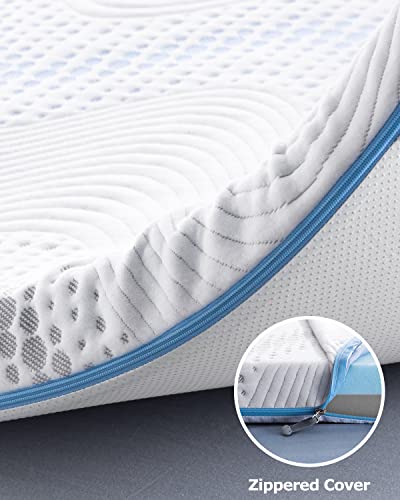 BedStory 4 Inch Mattress Topper Full Size, Gel & Bamboo Charcoal Infused Memory Foam Bed Toppers with Removable Cover, High Density Memory Foam