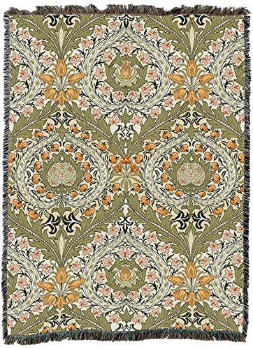 Pure Country Weavers William Morris Eden Blanket - Arts & Crafts - Gift Tapestry Throw Woven from Cotton - Made in The USA (72x54)