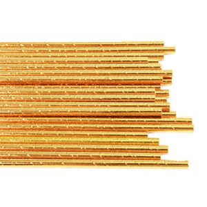 125 PCS Gold Paper Straws Biodegradable Metallic Drinking Decoration Disposable - Boxed 5 Individual Packs of 25 Units