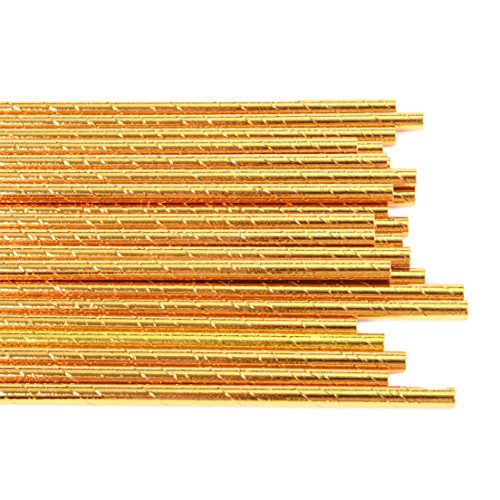 125 PCS Gold Paper Straws Biodegradable Metallic Drinking Decoration Disposable - Boxed 5 Individual Packs of 25 Units