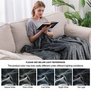 SE SOFTEXLY Super Soft Flannel Fleece Blankets Throw Size (Grey, 50"x60"), Lightweight Cozy Throw Blankets for All Season, Warm Bedding Blanket for Home Bed, Sofa & Dorm