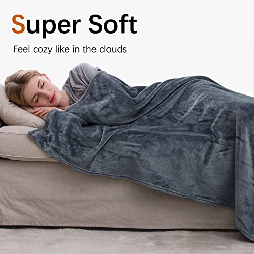 SE SOFTEXLY Super Soft Flannel Fleece Blankets Throw Size (Grey, 50"x60"), Lightweight Cozy Throw Blankets for All Season, Warm Bedding Blanket for Home Bed, Sofa & Dorm