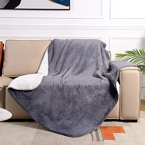 SOCHOW Premium Thick Sherpa Fleece Throw Blanket, Soft and Warm Winter Blanket, 60 × 80 Inches, Grey