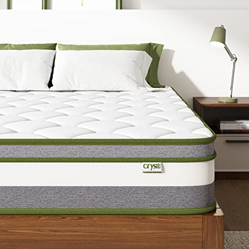 Crystli Twin Mattress, 10 inch Twin Size Mattress Hybrid Mattress Medium Firm with Memory Foam & Individually Wrapped Coils Innerspring Bed Mattress for Body Support, CertiPUR-US Certified