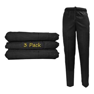 natural uniforms classic chef cargo pants (black 3-pack, large)