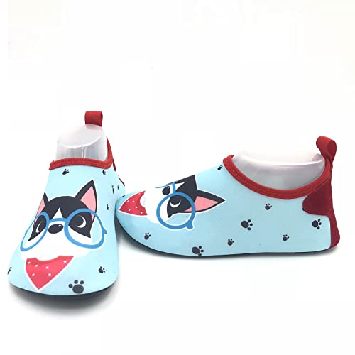 Children Thin and Breathable Swimming Shoes Water Park Cartoon Rubber Soled Beach Socks Shoes Shoes for 1 Year Old Girl (Light Blue, 18-24 Months)