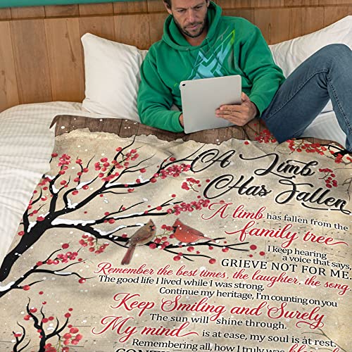 MUCHNEE in Loving Memory Blanket 60" x 50" Cardinal Memorial Gift for Loss of Loved One, Remembrance Sympathy Gift Throw Blanket, Bereavement Condolence Gifts for Loss of Dad Mom Husband Wife Friends