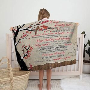 MUCHNEE in Loving Memory Blanket 60" x 50" Cardinal Memorial Gift for Loss of Loved One, Remembrance Sympathy Gift Throw Blanket, Bereavement Condolence Gifts for Loss of Dad Mom Husband Wife Friends