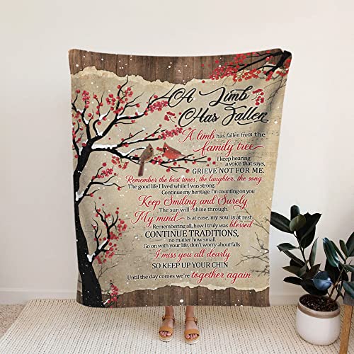 MUCHNEE in Loving Memory Blanket 60" x 50" Cardinal Memorial Gift for Loss of Loved One, Remembrance Sympathy Gift Throw Blanket, Bereavement Condolence Gifts for Loss of Dad Mom Husband Wife Friends