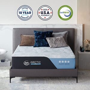 Serta Arctic Premier- 14.5" King Plush Mattress, USA Built, 100-Night Trial, CertiPUR-US Certified,White/Navy Blue