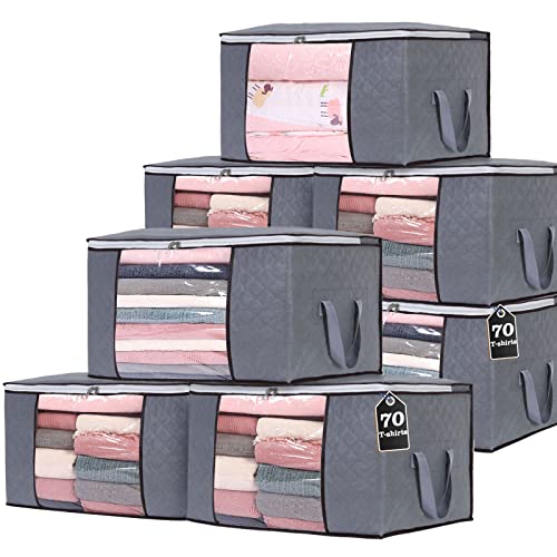 Vieshful 8 Pack Clothes Storage Bags 90L Large Capacity Clothing Organizers with Reinforced Handles Thick Breathable Fabric Foldable Underbed Containers for Bedding Comforter Blanket