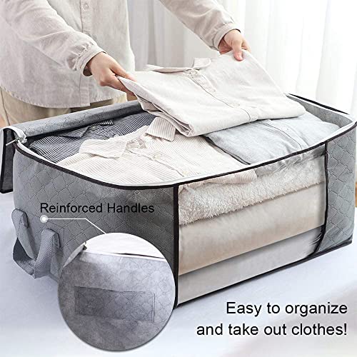 Vieshful 8 Pack Clothes Storage Bags 90L Large Capacity Clothing Organizers with Reinforced Handles Thick Breathable Fabric Foldable Underbed Containers for Bedding Comforter Blanket