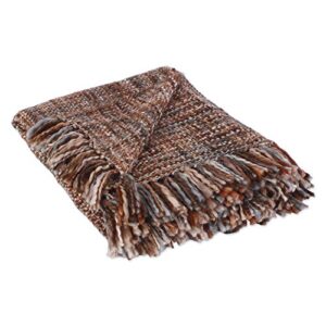 dii textured modern, varigated acrylic woven throw, 50x60-inch, bronze