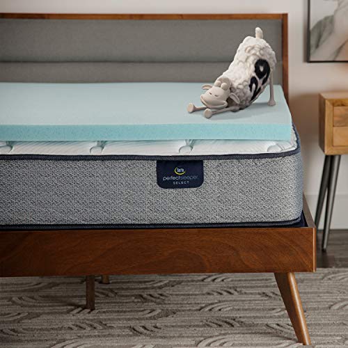 Serta ThermaGel Memory Foam Mattress Topper, King, Blue