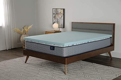 Serta ThermaGel Memory Foam Mattress Topper, King, Blue