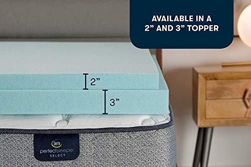 Serta ThermaGel Memory Foam Mattress Topper, King, Blue