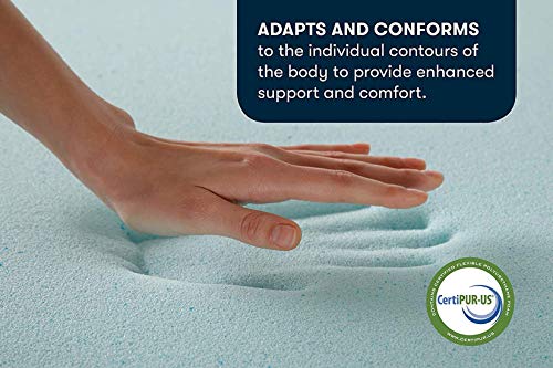 Serta ThermaGel Memory Foam Mattress Topper, King, Blue