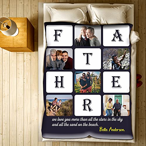 Launchigo Customized to My Dad Blanket - My Loving Father I Love You Travel Blanket, Soft Sherpa Throw Blanket for Father's Day & Birthday Gift [Custom] (Dad Blanket 19, 50" X 60")