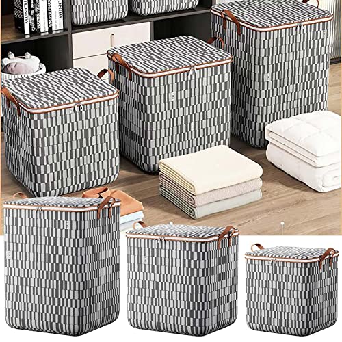 Lekgymr Fashion Clothes Storage Bags Large Capacity Zipper Clothes Storage Bins Closet Organizers Storage Containers with Durable Handles for Home Comforters Pillow Blanket Bedding Quilt