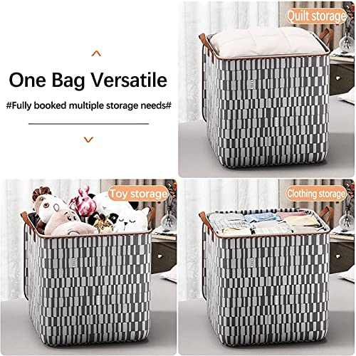 Lekgymr Fashion Clothes Storage Bags Large Capacity Zipper Clothes Storage Bins Closet Organizers Storage Containers with Durable Handles for Home Comforters Pillow Blanket Bedding Quilt