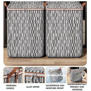 Lekgymr Fashion Clothes Storage Bags Large Capacity Zipper Clothes Storage Bins Closet Organizers Storage Containers with Durable Handles for Home Comforters Pillow Blanket Bedding Quilt