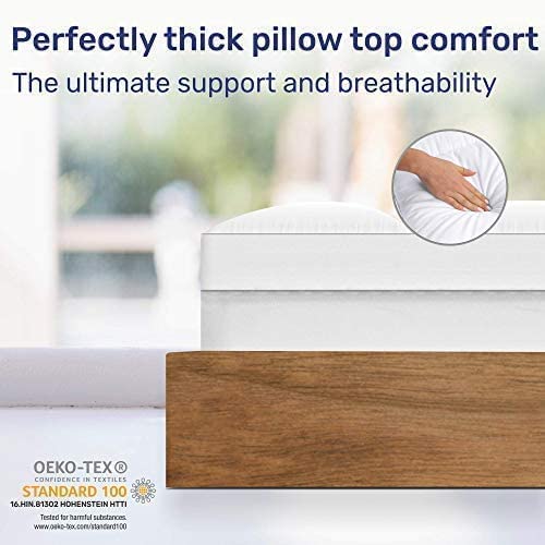 Sleep Mantra Full Cooling Mattress Topper, Pillow-Top Optimum Thickness, Soft 100% Cotton Fabric, Breathable & Plush Quilted Down-Like Fill, Snug Deep Pocket fit for Mattresses 8-20 inch, White