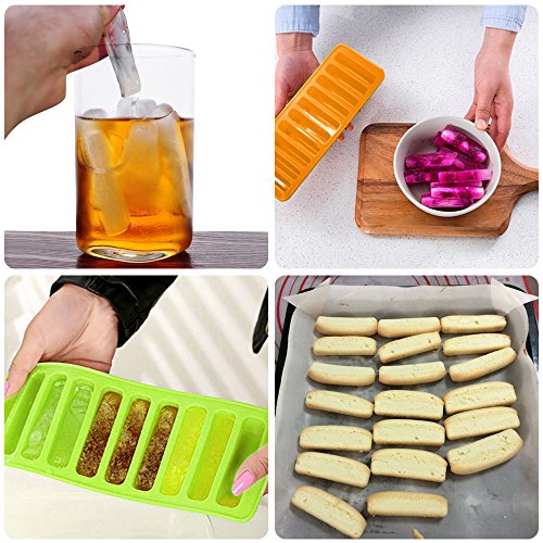 Ice Tube Making Trays, Perfect Ice Cube Sticks Molds for Small Mouth Sport Water Bottles, Bottled Soda, IHUIXINHE Silicone Ice Stick Tray Set of 4 packs, 40 ice sticks (Classic color)