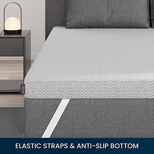 BedStory 3 Inch Memory Foam Mattress Topper Queen Size, Pain Relief Extra Firm Bed Topper, Copper/Gel/Bamboo Charcoal/Green Tea Infused Cooling Pad Skin-Friendly Cover, CertiPUR-US Certified