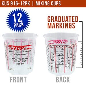 Custom Shop Pack of 12 Each - 16 Ounce Paint Mixing Cups = 1 Pint Cups Have calibrated Mixing ratios on Side of Cup Pack of 12 Paint and Epoxy Resin Mixing Cups