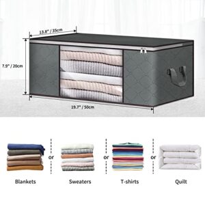 35L Clothes Storage & 90L Underbed Storage Bags, Clothes Storage Bins Foldable Closet Organizers with Durable Handles with Clear Window for Clothes Pillow Blankets Bedding